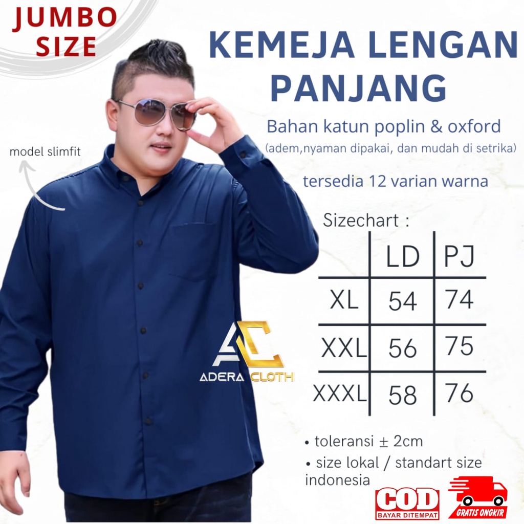 Jual Kemeja Pria Jumbo, Kemeja Lengan Panjang Panjang Jumbo Pria ...