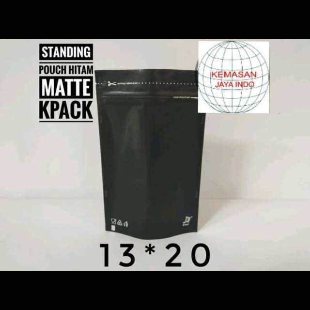 Jual Standing Pouch Alufoil Hitam 250 Zipper. Kemasan kopi. Standing ...