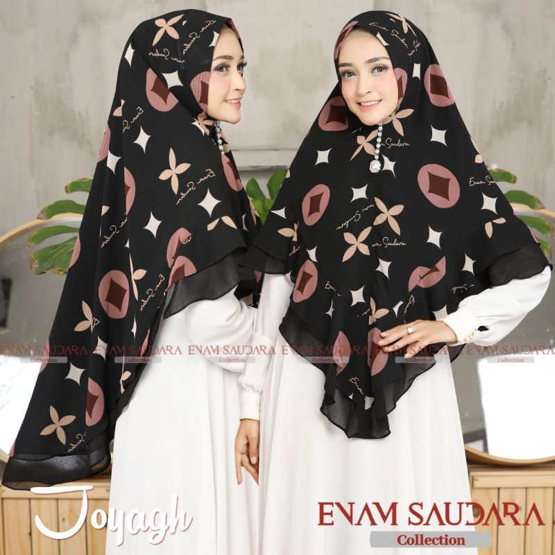 Jual ENAM SAUDARA COLLECTION Khimar Motif joyagh ceruty baby doll printting | Shopee Indonesia