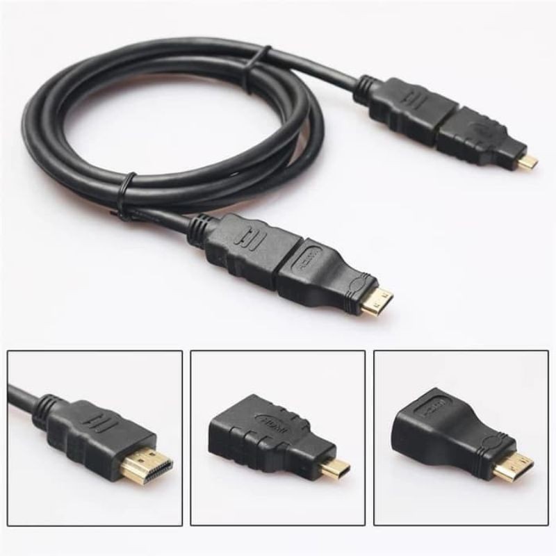 Jual Kabel HDMI 3in1 Hdmi to Hdmi, Mini & Mikro - Cable hdmi to micro ...