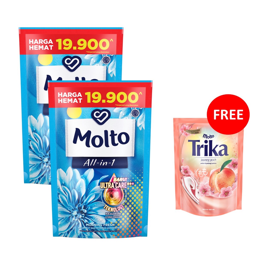 Jual Buy 2x Molto All In One Blue 720ml Free Molto Trika Japanese Peach ...
