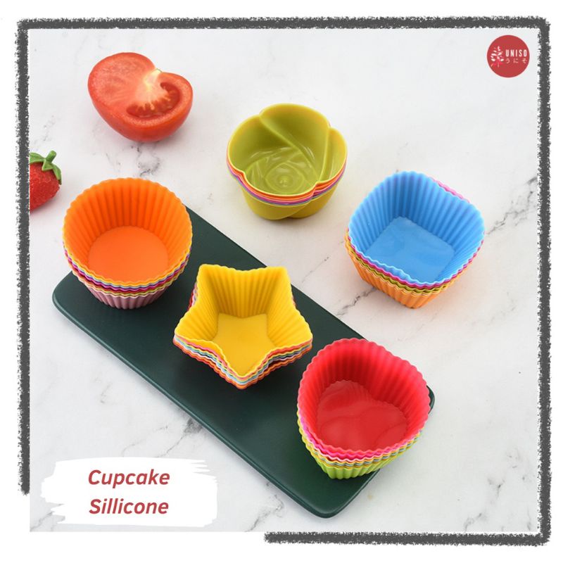 Jual 10pcs Cetakan silikon cup cake atau puding/bulat / love / kotak ...