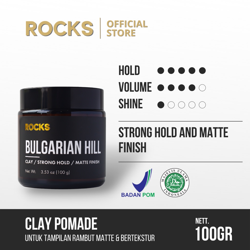 Jual ROCKS Bulgarian Hill | Clay Rambut Pria | Hair Clay Pomade | Men ...