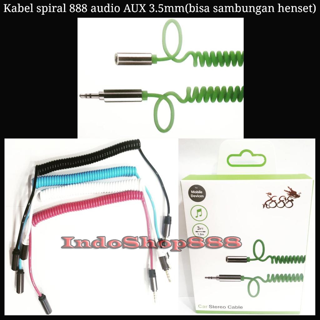 Jual 888 Kabel Audio AUX (1,5 meter) SPIRAL Jack Audio 3.5mm Female to ...