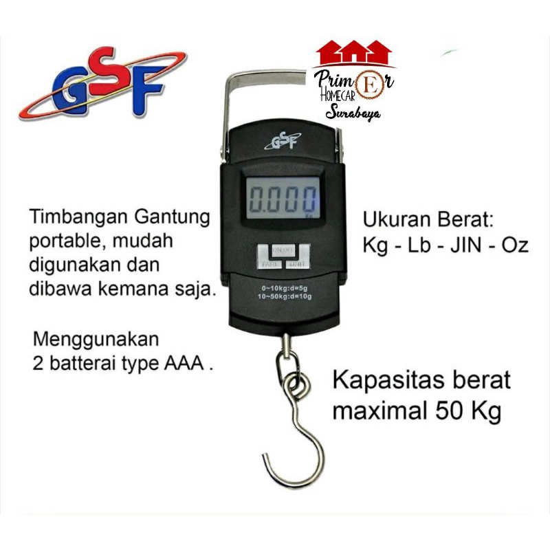 Jual Timbangan Barang Gantung Digital 50 KG Digital Hanging Scale GSF-4550 | Shopee Indonesia