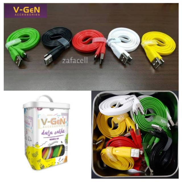 Jual Original V-Gen Kabel Data Pipih Charger Fast Charging 2.4A Micro ...