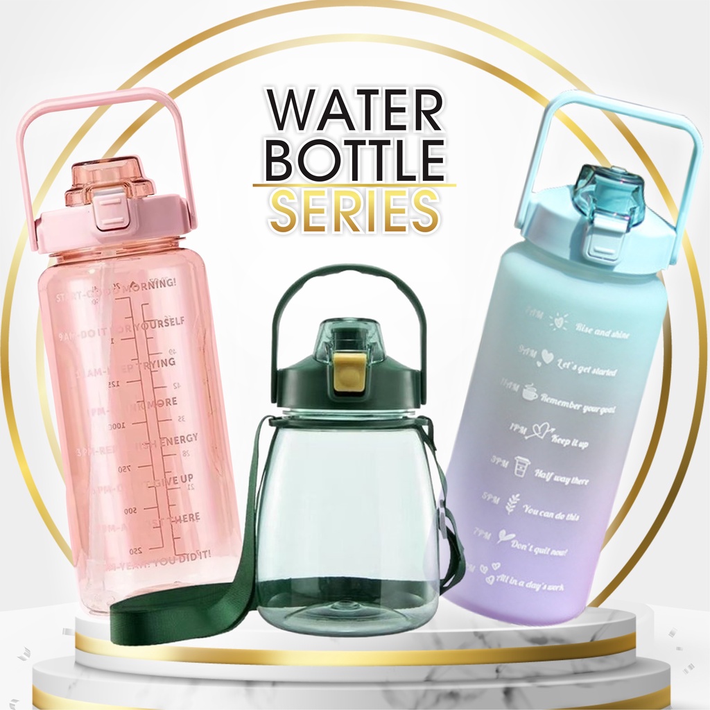 Jual Botol Kulkas Air Minum Gradasi Motivasi Tritan Jumbo 2 Liter 2000ml BPA FREE Sedotan Lucu ...