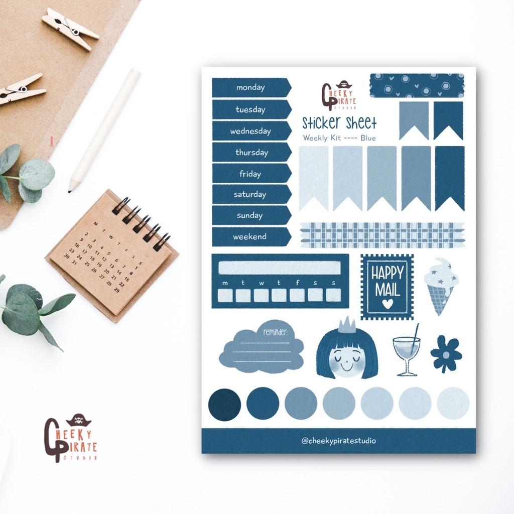 Jual Sticker Sheet - Weekly Kit-Blue | Bullet Journal Stickers| Planner ...