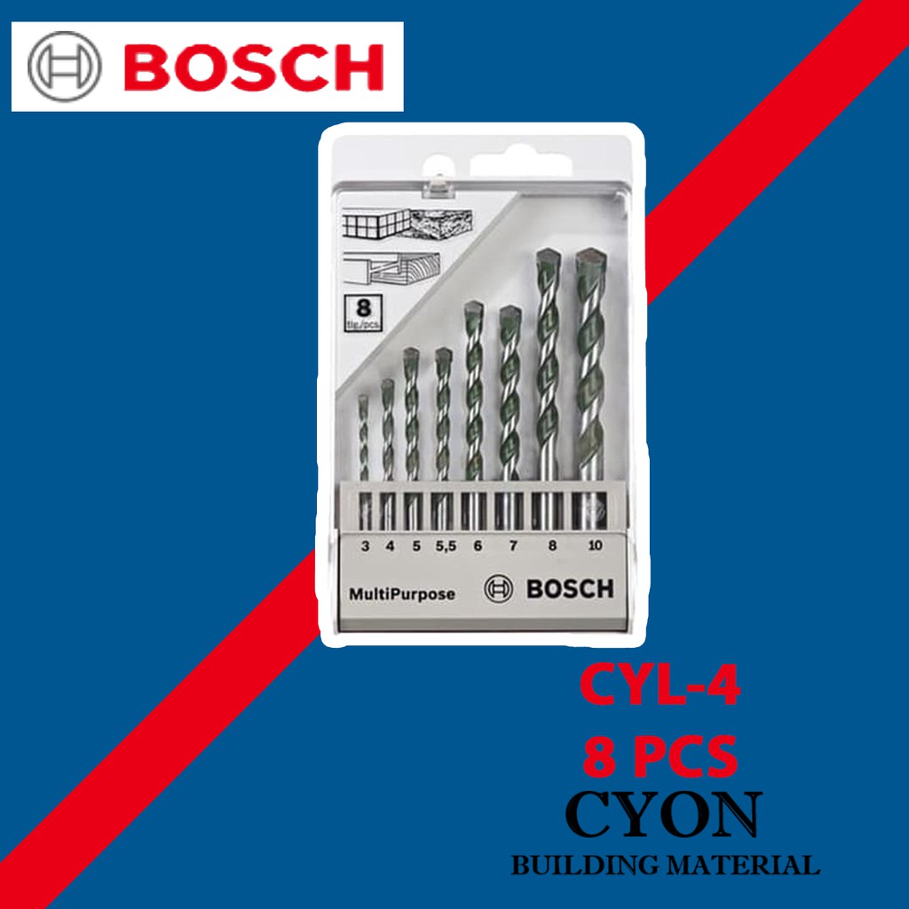 Jual BOSCH CYL-4 MULTIPURPOSE DRILL BITS 8 PCS SET MATA BOR SERBAGUNA | Shopee Indonesia