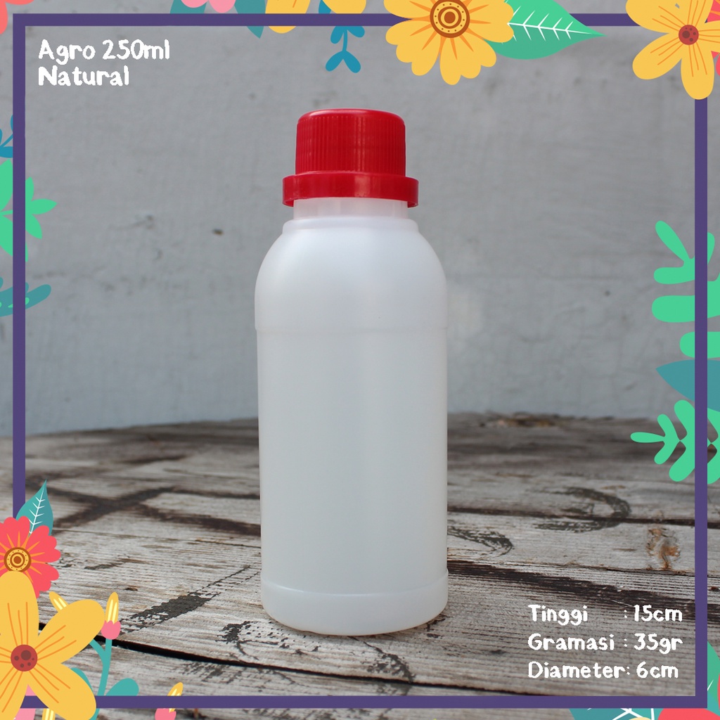 Jual BOTOL PLASTIK AGRO 250ML NATURAL HDPE LABOR PESTISIDA KIMIA PUPUK TEBAL TUTUP SEGEL CAIRAN ...