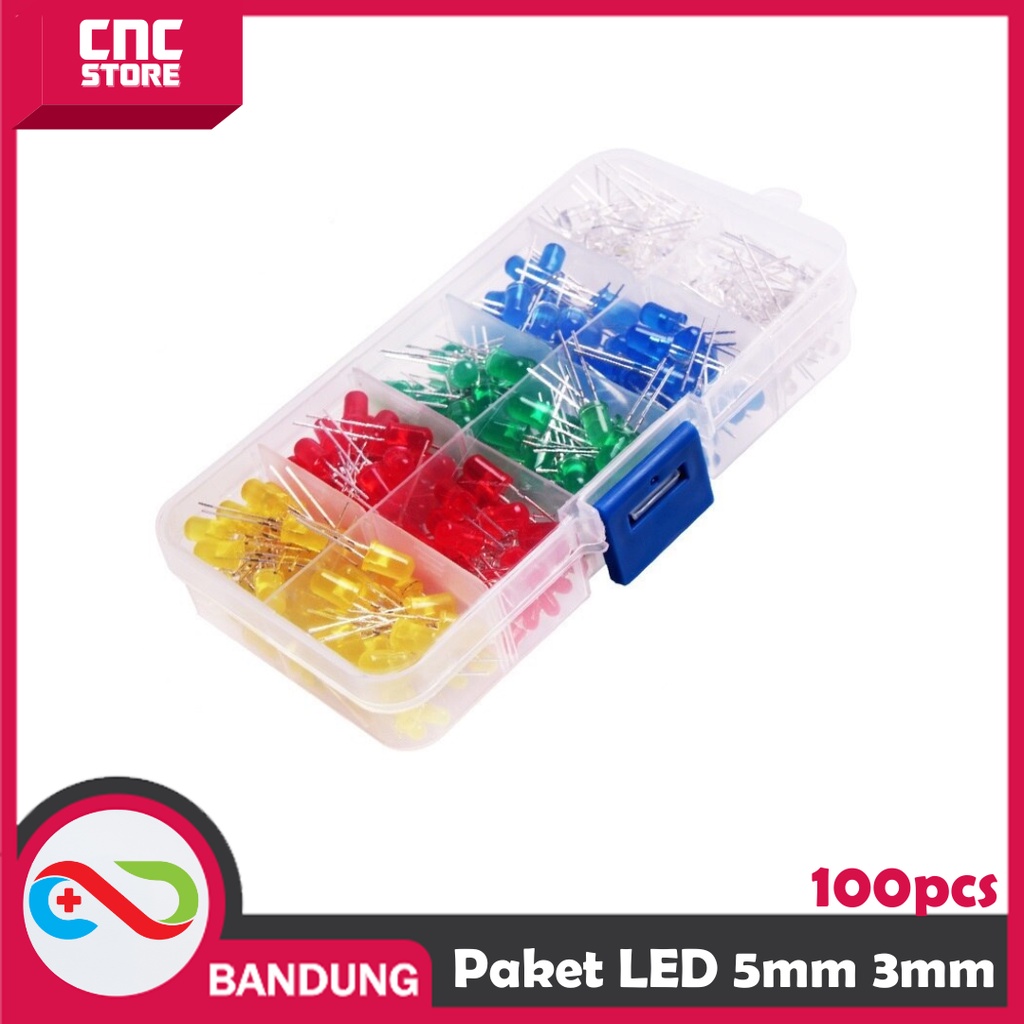 Jual PAKET 1 BOX LED 5MM 3MM 5 COLOR RGBYW 100PCS | Shopee Indonesia