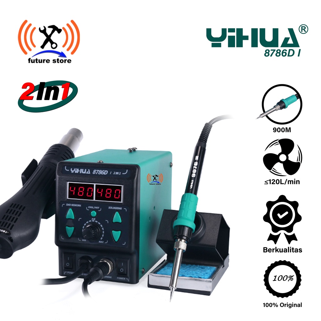 Jual YIHUA 8786D-I 2 IN 1 HOT AIR SOLDERING REWORK STATION / BLOWER ...