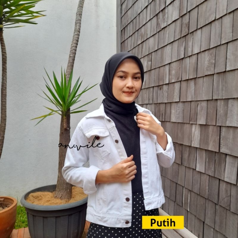 Jual Jaket Jeans Wanita Crop Jacket Denim Jins Atasan Cewek Putih ...