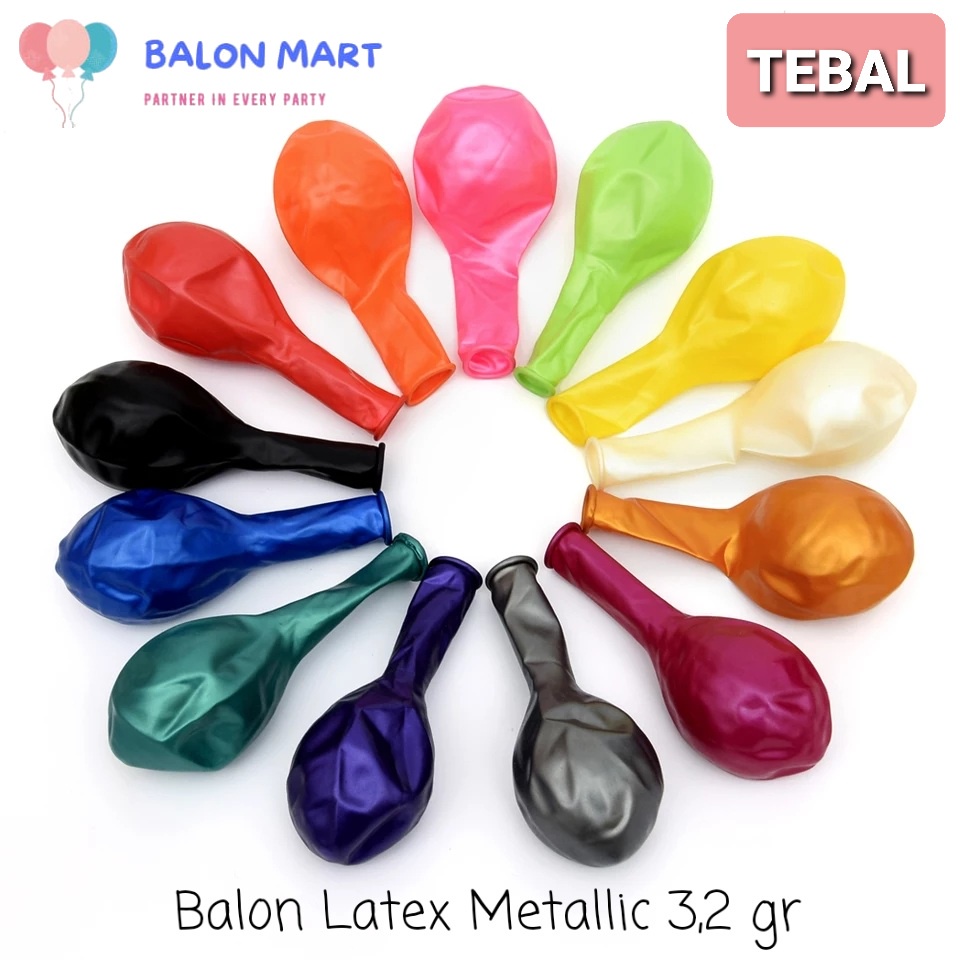 Jual Balon Latex Metallic TEBAL DECOTEX 3.2gram 12 Inch (satuan ...