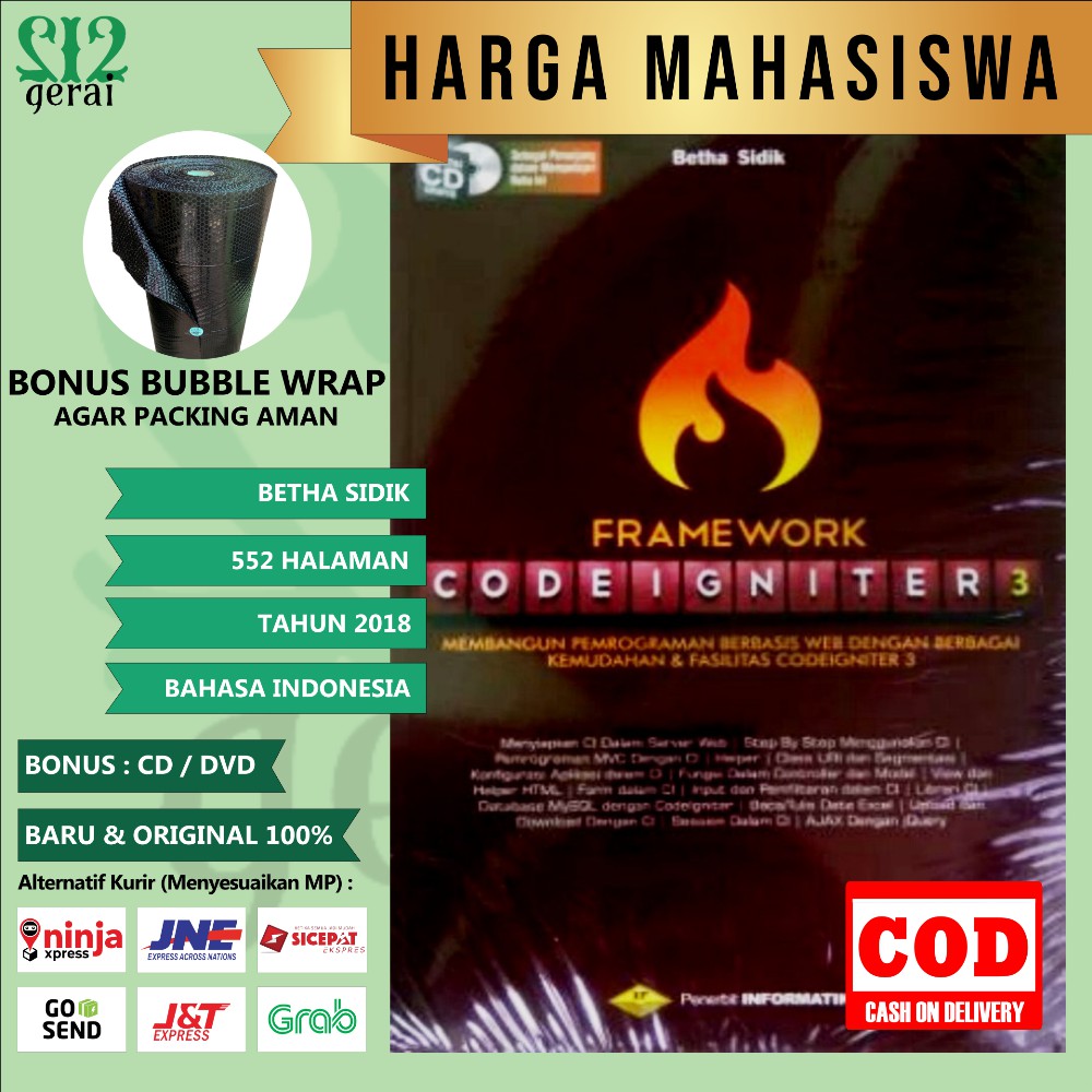 Jual BUKU FRAMEWORK CODEIGNITER 3 MEMBANGUN PEMROGRAMAN BERBASIS WEB ...