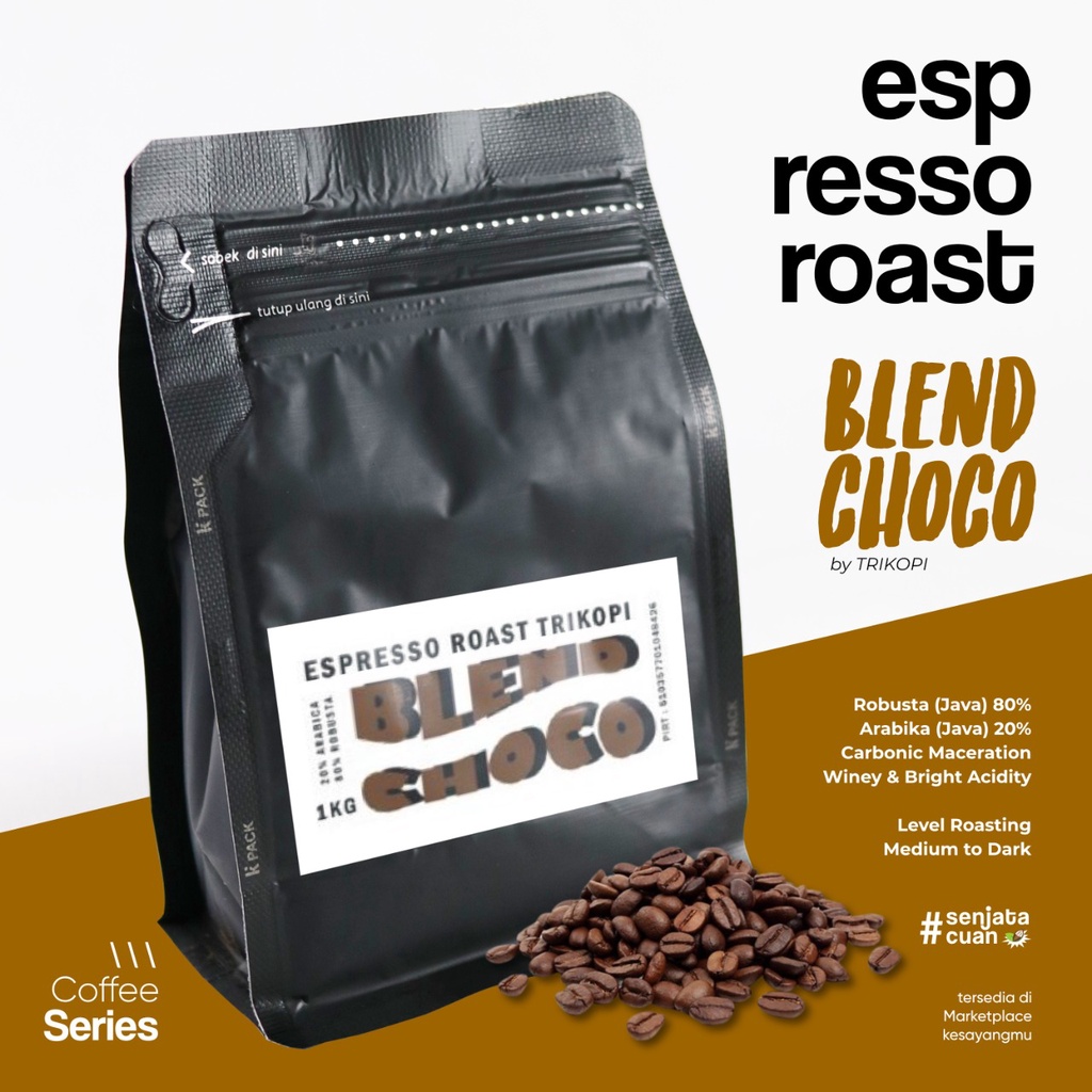 Jual Espresso Roast | BLEND CHOCO | 1KG | Arabika dan Robusta | Shopee ...