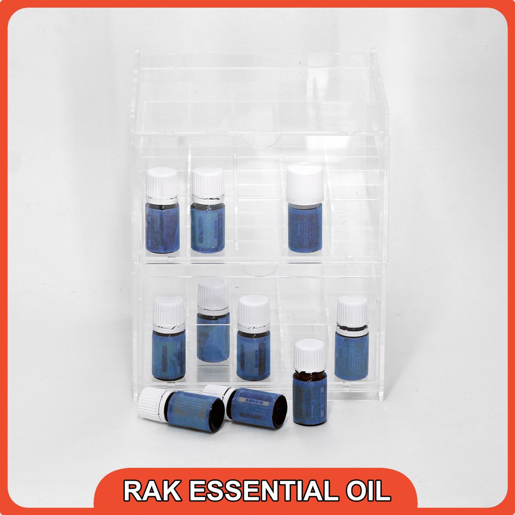Jual Rak Display Essential Oil Akrilik Laci 2 Susun 50 Slot | Shopee ...