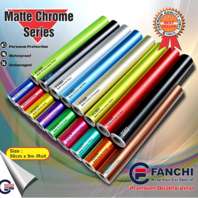 Jual Sticker Scotlite Motor/Mobil Merk Fanchi Mettalic Matte Chrome ...