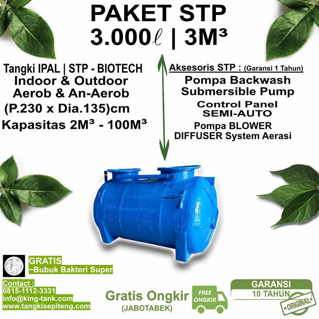 Jual PAKET Tangki IPAL Sewage Treatment Plant STP BIOTECH 3000L / 3M3 ...