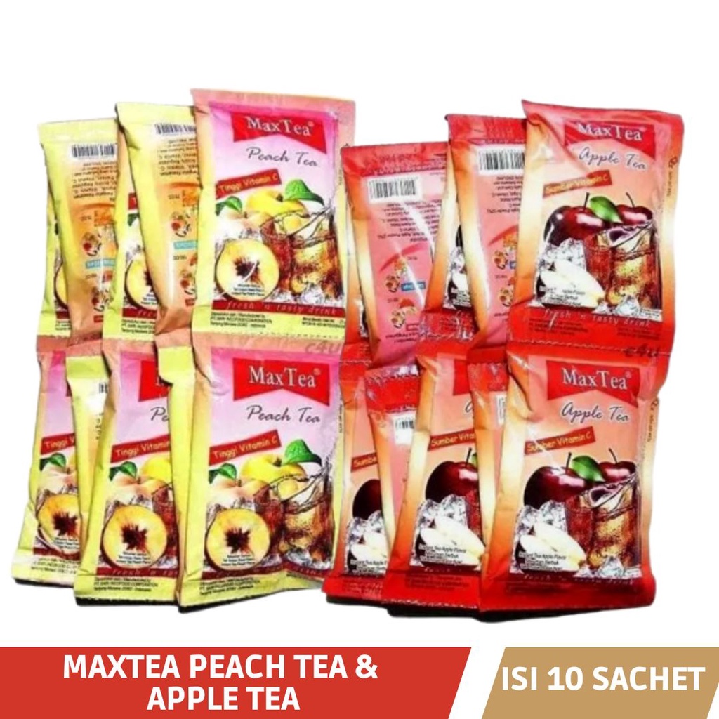 Jual Max Tea Peach Tea / Apple Tea / 1 Renceng (10 Sachet) | Shopee ...