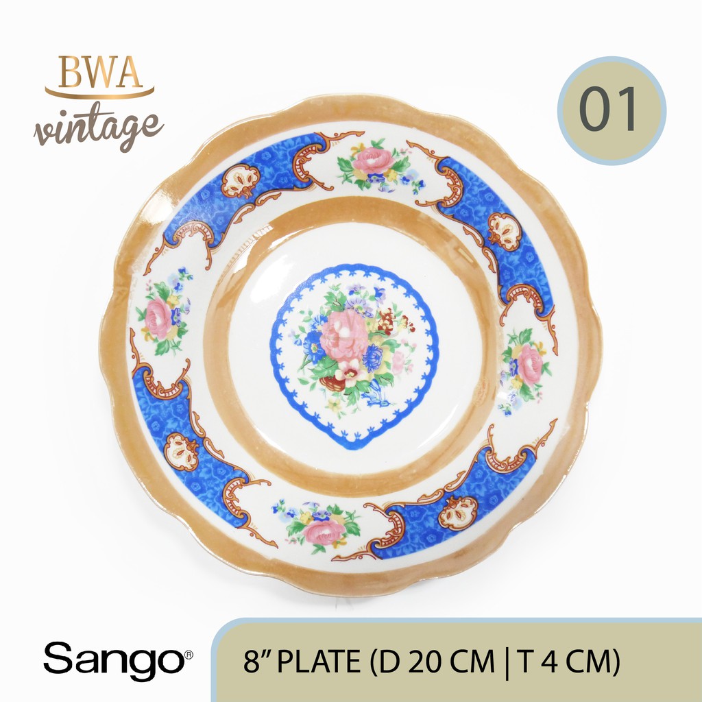 Jual Piring Sango Kembang Laster 8 inch isi 1 lusin FREE PACKING KAYU ...