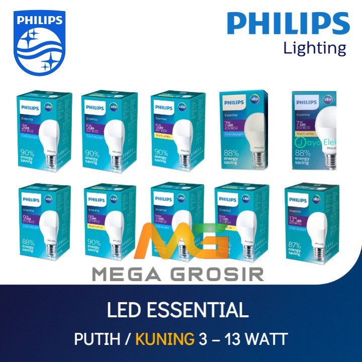 Jual Lampu Philips LED Essential 3W 5W 7W 9W 11W 13W Putih Cool Daylight 3 5 7 9 11 13 W ...