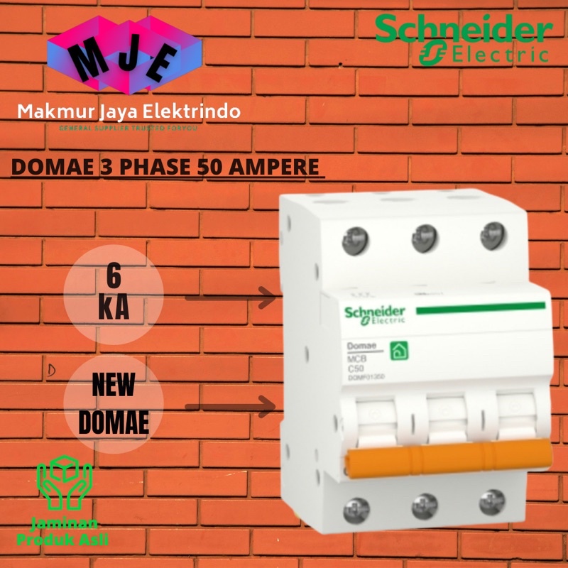 Jual MCB 3 PHASE 25 AMPERE 32 AMPERE 40 AMPERE 50 AMPERE 63 AMPERE SCHNEIDER DOMAE BARU 6kA ORI ...