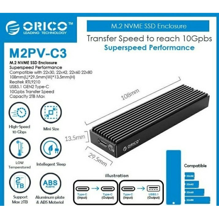 Jual CASING ORICO M.2 NVMe SSD M2PV-C3 | Shopee Indonesia