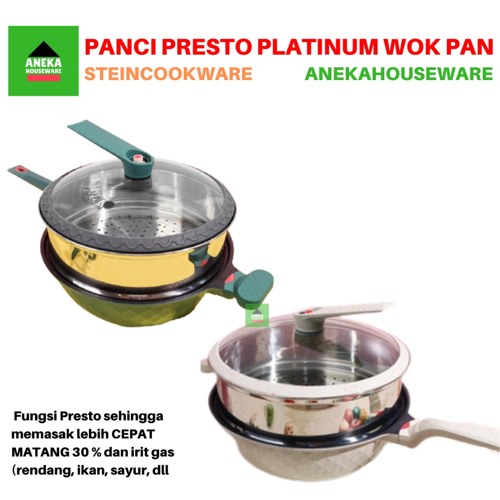 Jual Panci Presto Wok Platinum Pressure cooker 32 cm Steincookware | Shopee Indonesia