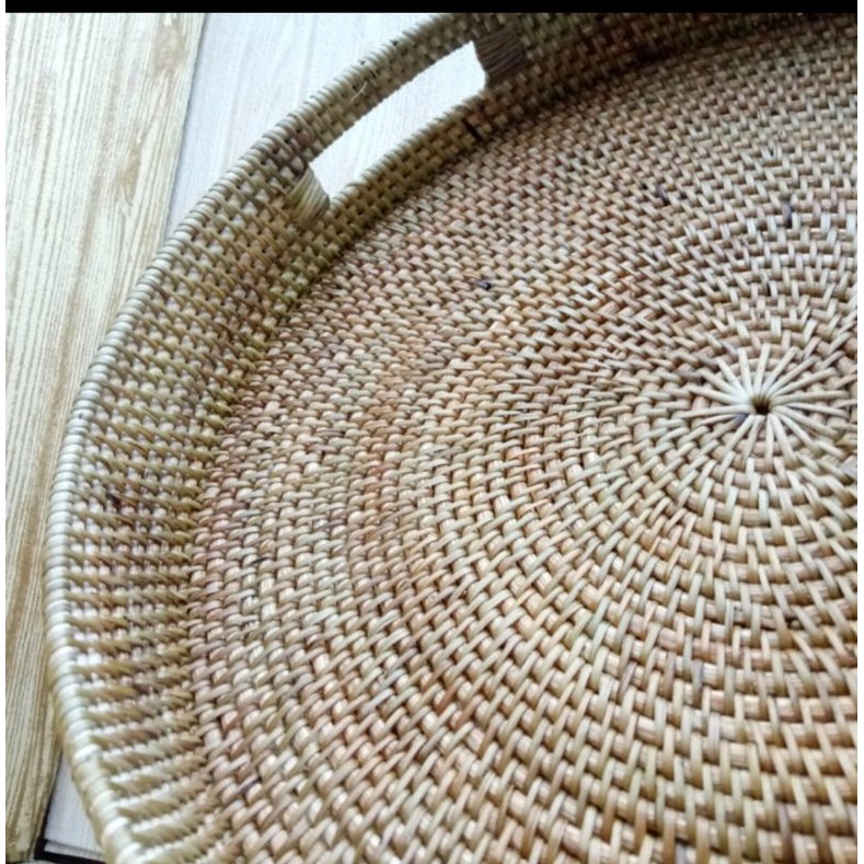 Jual Nampan Rotan Bulat/ Baki Rotan/ Rattan Tray Handmade | Shopee ...