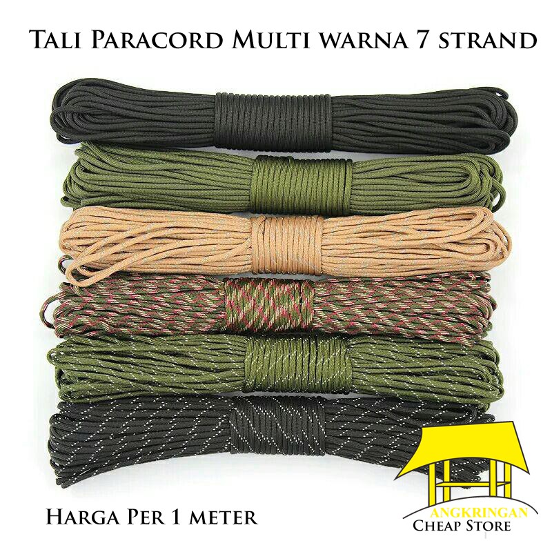 Jual Tali Paracord Parachute Paratroper Warna 7 Strand 4 mm 1 Meter ...