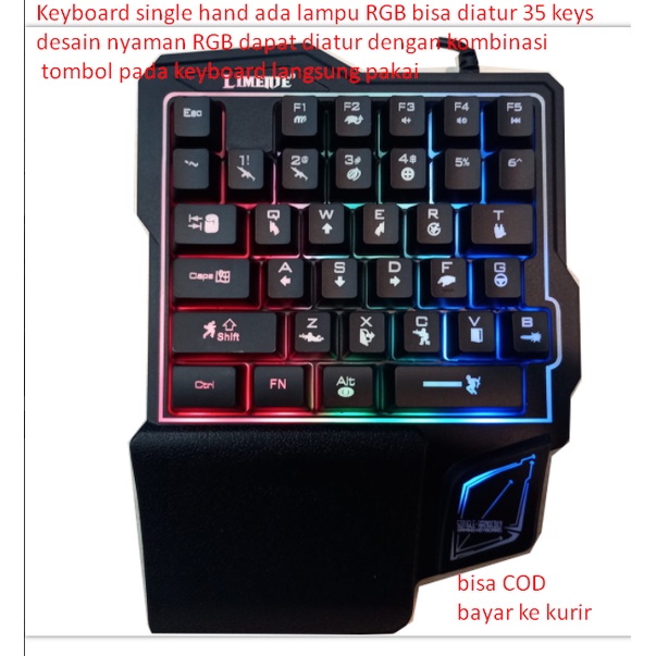 Jual Keyboard single hand ada lampu RGB bisa diatur 35 keys desain ...