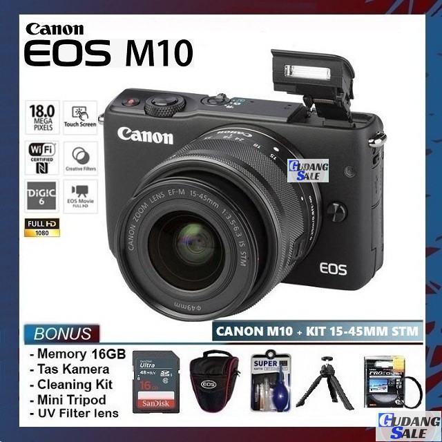 Jual [NEW] KAMERA CANON EOS M10 + LENSA KIT 15-45MM IS STM WiFi - GARANSI 1 TAHUN -MIRRORLESS ...