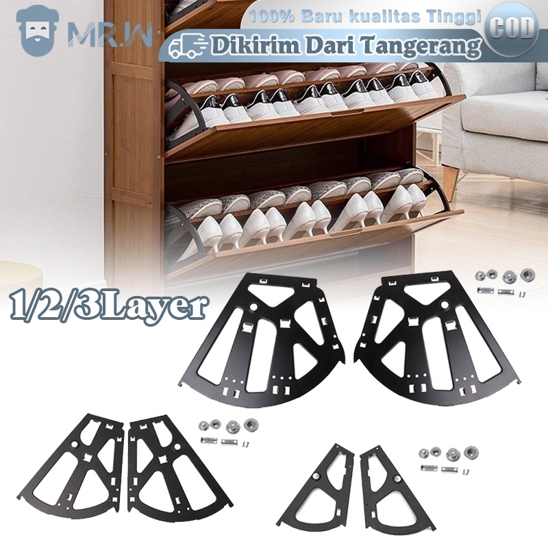 Jual 2pcs Engsel Rak Sepatu 1/2/3 Susun Braket Rak Sepatu Putar Shoes ...