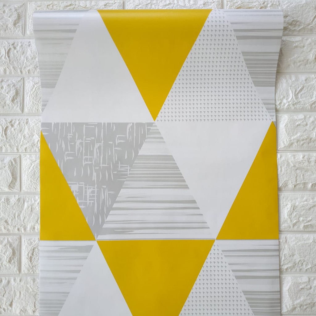 Jual Wallpaper Stiker Segitiga Minimalis Kuning Elegan 45 cm x 10 m ...