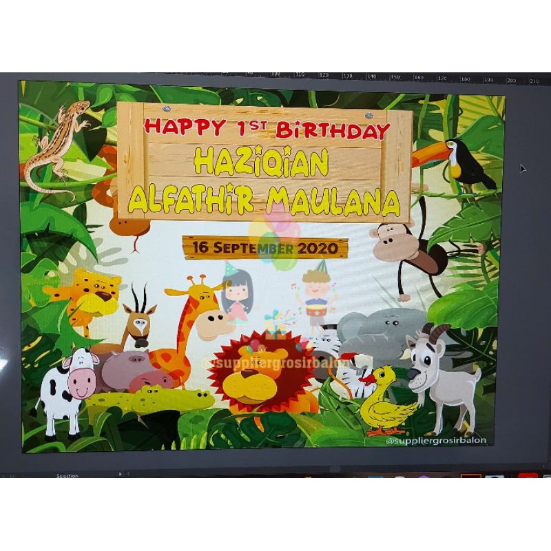 Jual Backdrop ulang tahun custom tema we Bare bears, bunny, animal ...