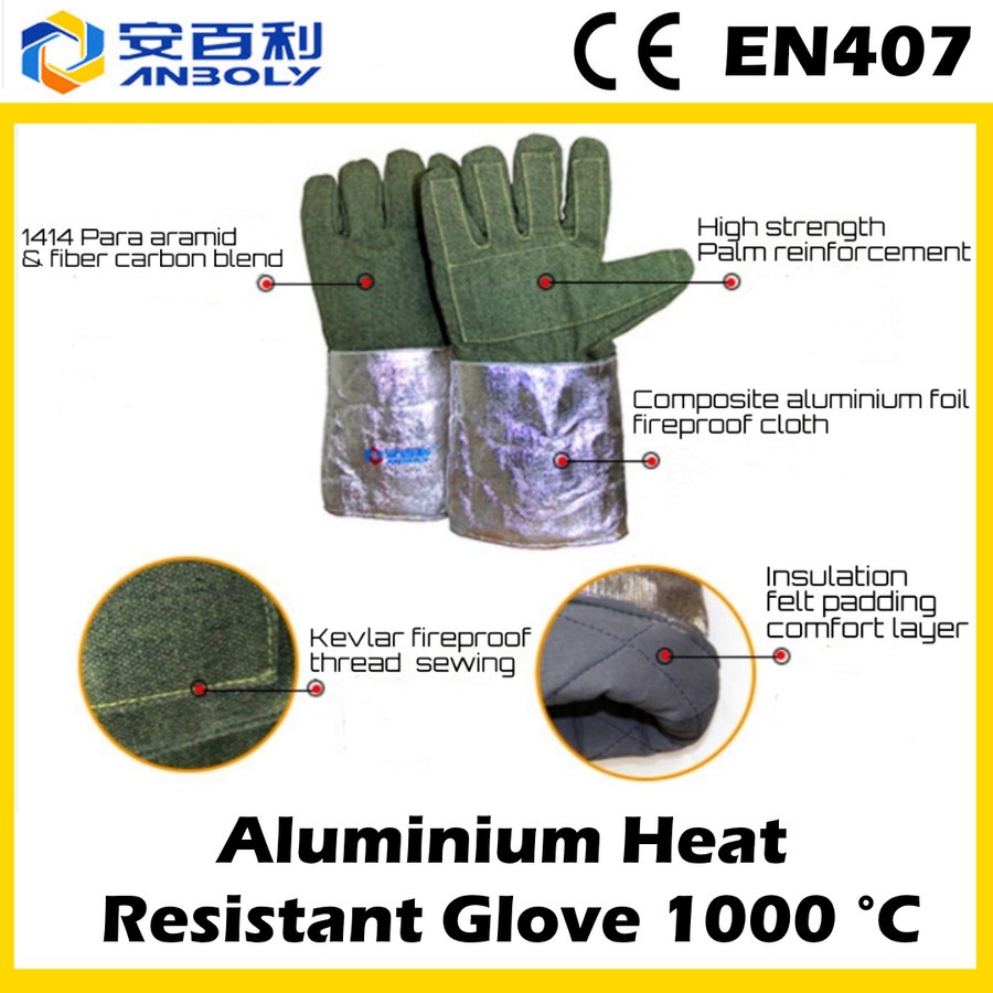 Jual Sarung Tangan KEVLAR Alumunium Tahan Panas 1000°C - Heat Resistant ...
