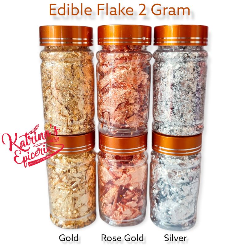 Jual Edible Flake Hiasan Kue Lembaran Emas Gold Rosegold Silver Food ...