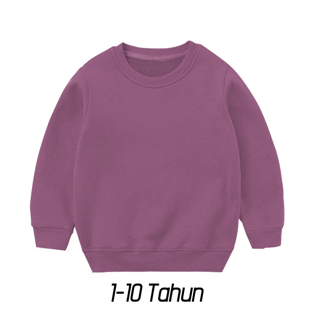 Jual CREWNECK ANAK 1-10 Tahun BASIC SWEATER POLOS ANAK S M L XL XXL ...