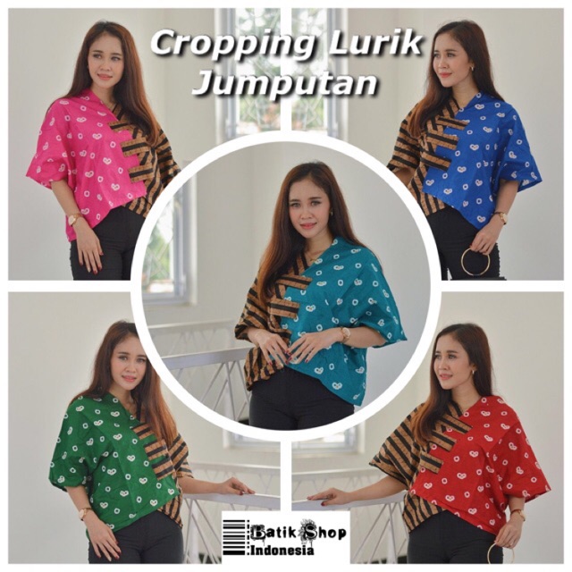Jual Crop Top Blouse Lurik Jumputan Batik Cropping Wanita Atasan Cewek Modern warna Motif ...