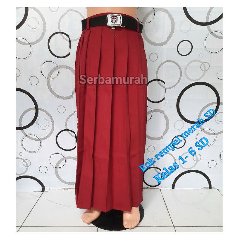 Jual Rok rempel panjang warna merah sekolah sd rok merah panjang karet | Shopee Indonesia