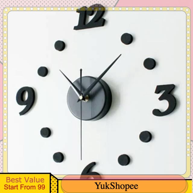 Jual Jam dinding tempel dinding angka DIY analog 3D giant modern clock ...