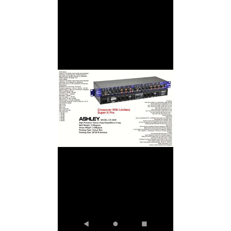 Jual crossover management dbx 260 + ashley cx3400 crosover | Shopee ...