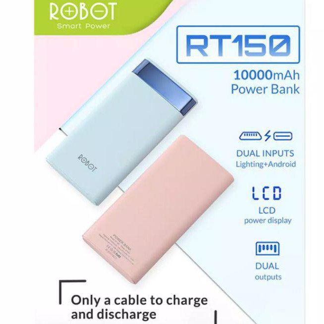 Jual POWER BANK ROBOT RT150 10000 MAH Powerbank Robot ORIGINAL | Shopee Indonesia