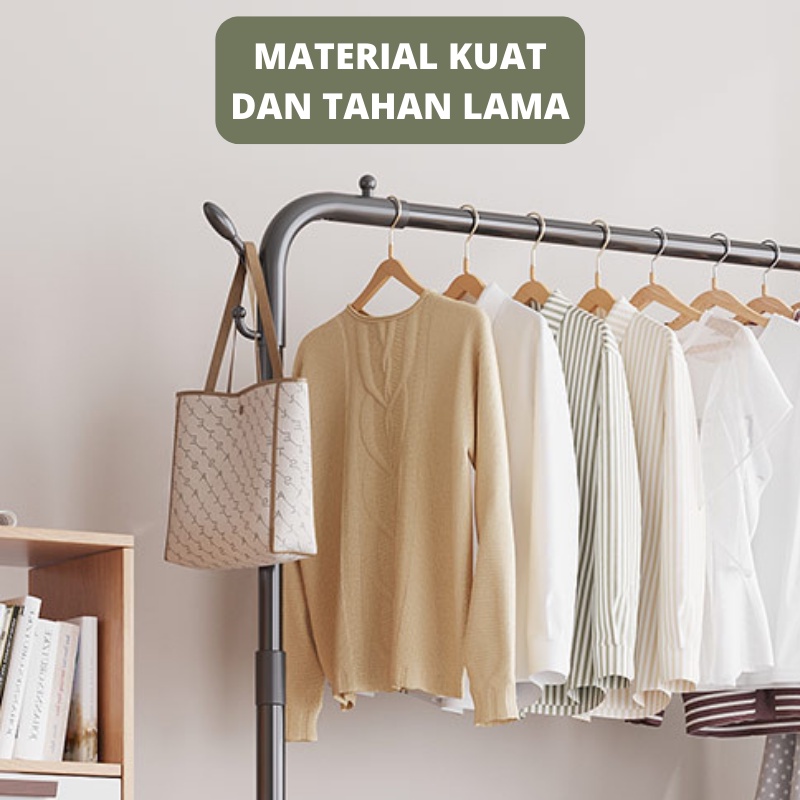 Jual Megam Rak Gantungan Baju Jemuran Stand Hanger Double Rak Baju/Topi ...