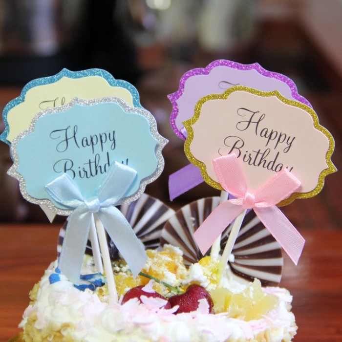 Jual Cake Topper Happy Birthday Murah Warna Warni/Hiasan kue lucu warna ...