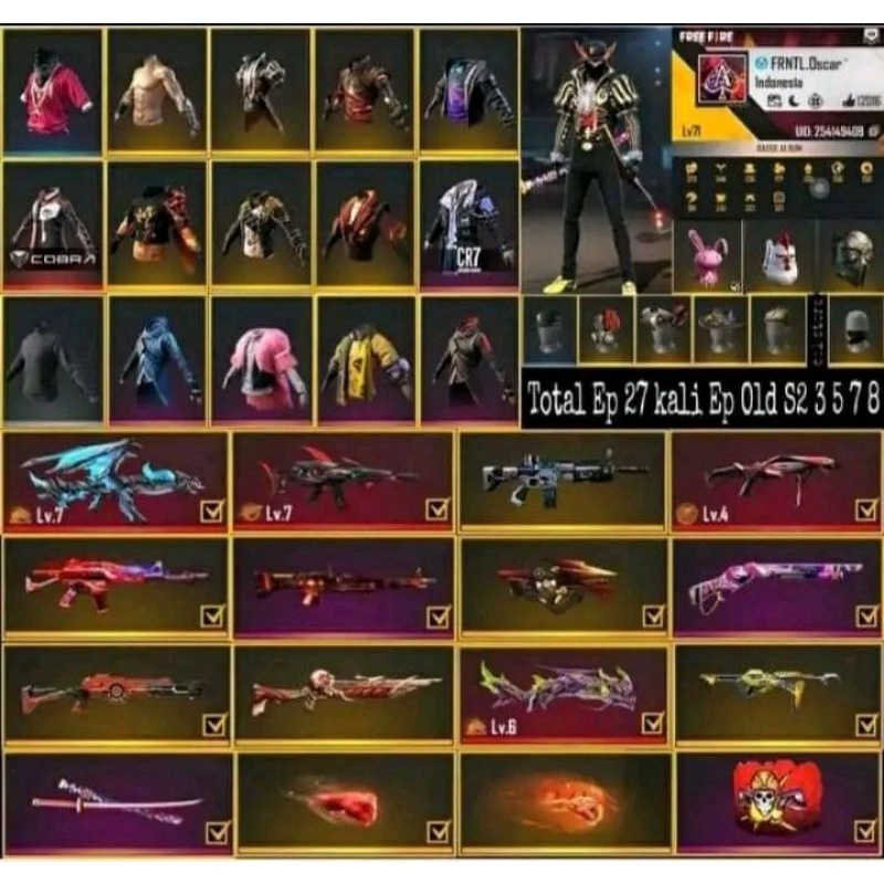Jual akun free fire sultan lengkap dan full season | Shopee Indonesia