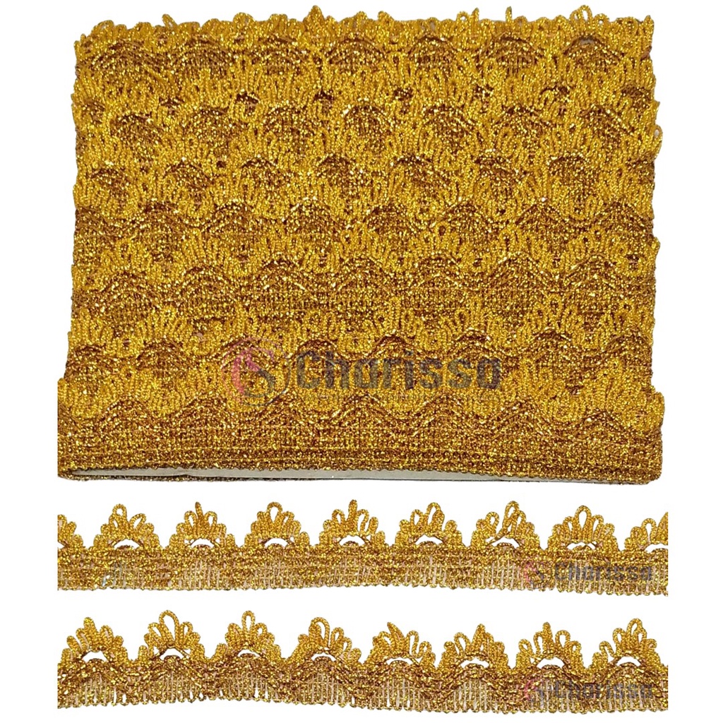 Jual [Rol] Renda emas 8802A / renda mas motif zig 20 yard (18 meter ...