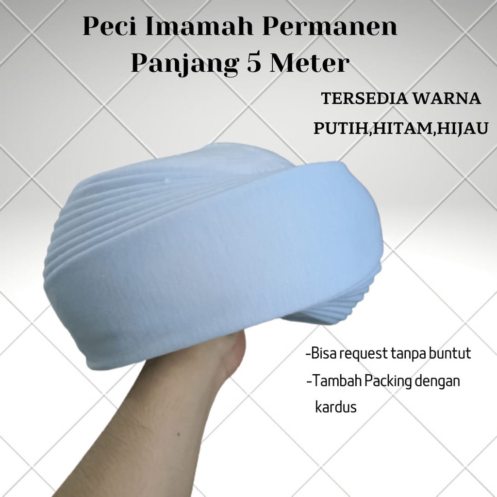 Jual PROMO TERMURAH Peci Imamah Peci Imamah Permanen 5 meter Sorban imamah permanen 5 meter Peci ...