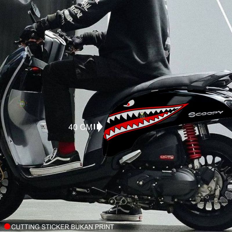 Jual Sticker motor all matic tangki stiker cutting tumpuk gigi shark 1 ...